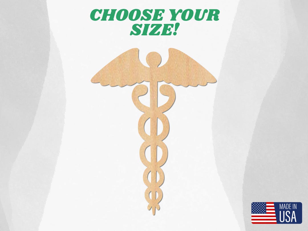Caduceus Medical Logo | Laser Cut Unfinished Wood Cutout Craft Shapes | Wholesale Wooden Blanks ...