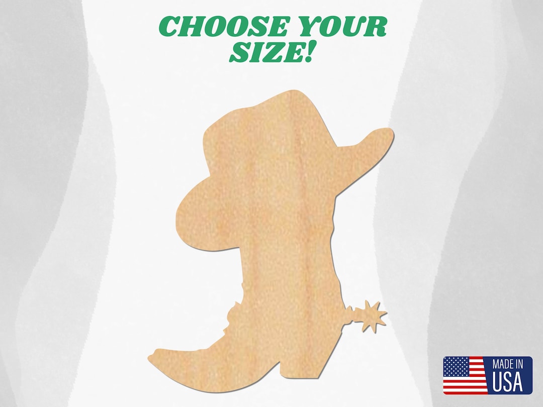 Unfinished Wooden Cowboy Boot Wood Blank | Cowboyboot Wood Cutout Shape ...