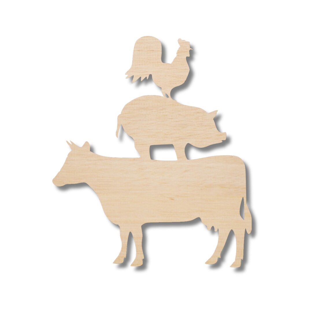 Unfinished Wooden Cow Pig Chicken Wood Blank Cow Pig Chicken Wood ...