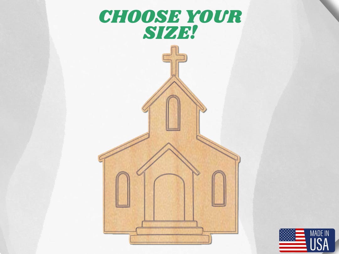 Unfinished Wooden Church Shape | Church Blank Cutout | Church | Craft ...