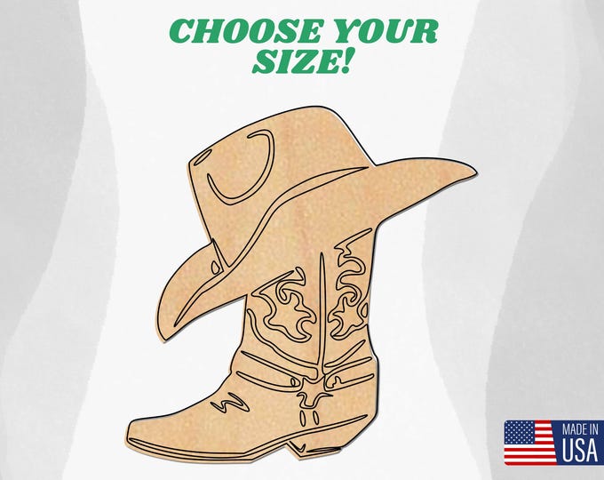 Cowboy Boot Laser Cut Out Unfinished Wood Shape Craft Supply CLT14 - Etsy