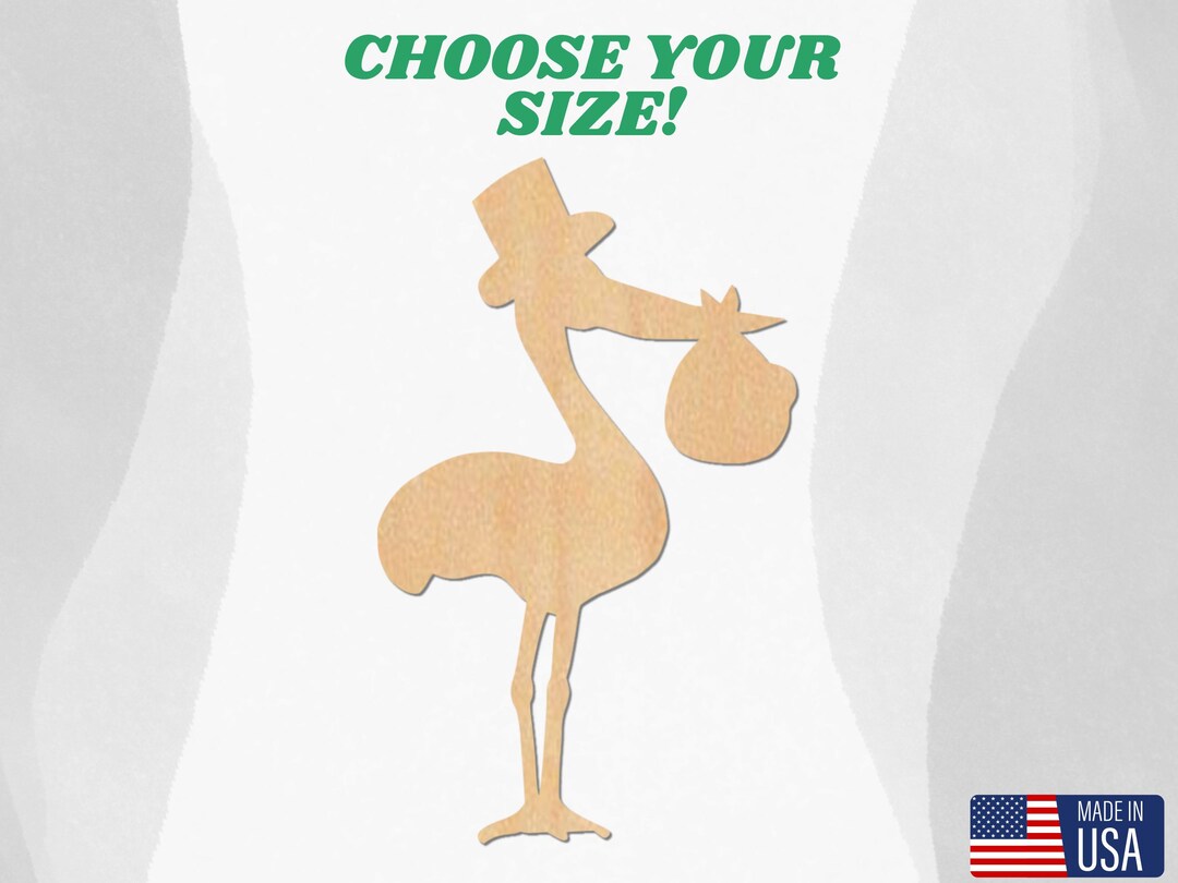 Unfinished Wooden Stork Shape | Wooden Stork Cutout Shape | Laser Cut ...