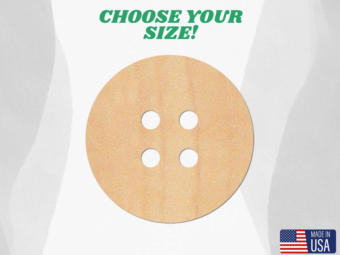 Unfinished Wooden Button Shape | Button Wood Cutout Shape | Laser Cut ...