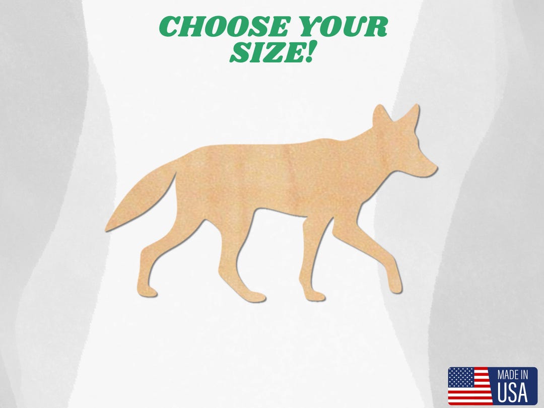 Unfinished Wooden Coyote Shape | Wooden Coyote Cutout Shape | Laser Cut ...