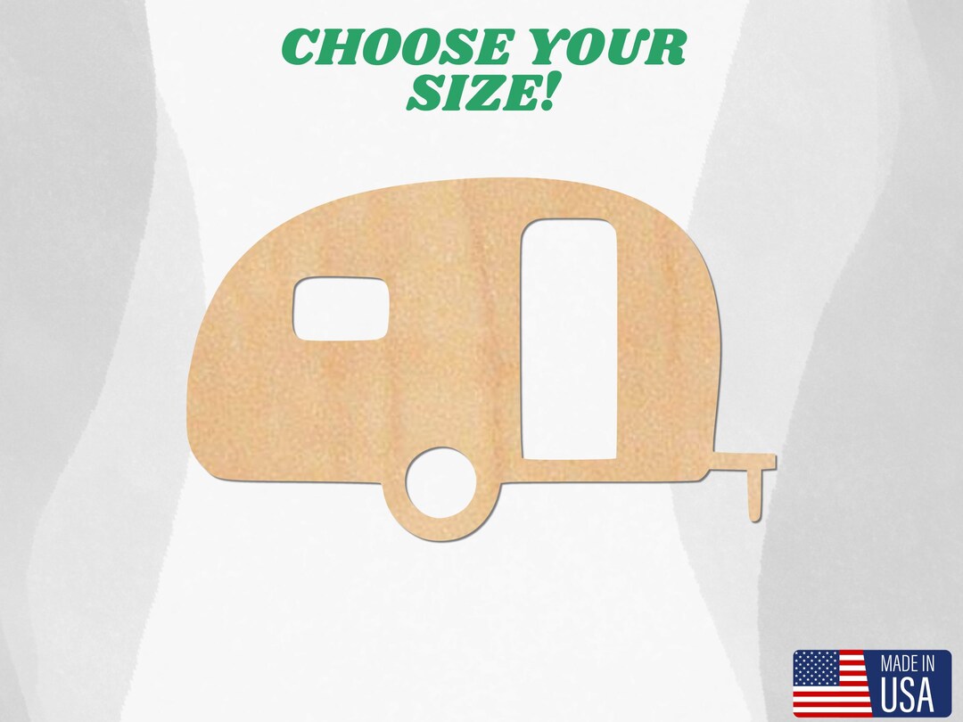 Unfinished Wooden Camper RV Shape | Camper RV Wood Cutout Shape | Laser ...