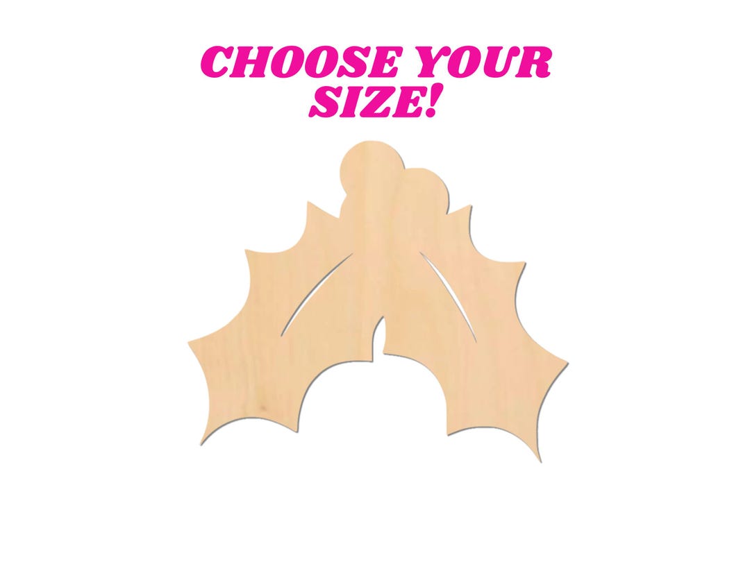 Unfinished Wooden Holly Berries Shape | Christmas Holly Cutout Shape ...
