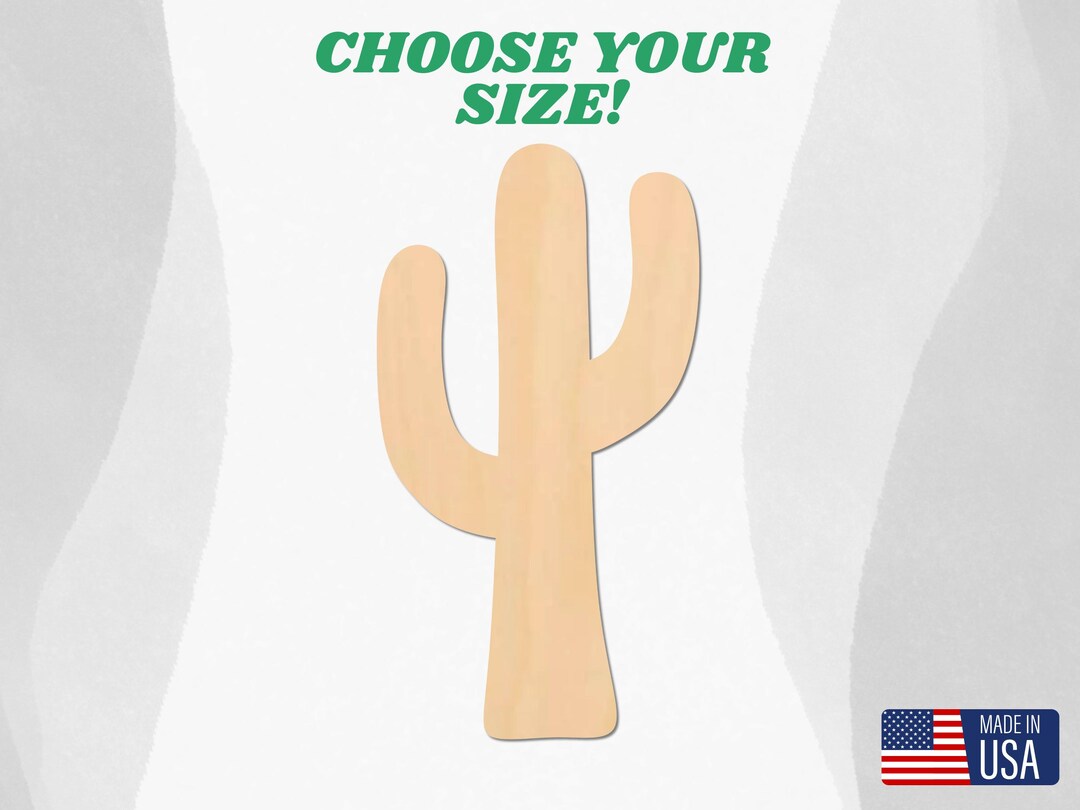 Unfinished Wooden Cactus Wood Blank Cactus Wood Cutout Shape Laser Cut ...