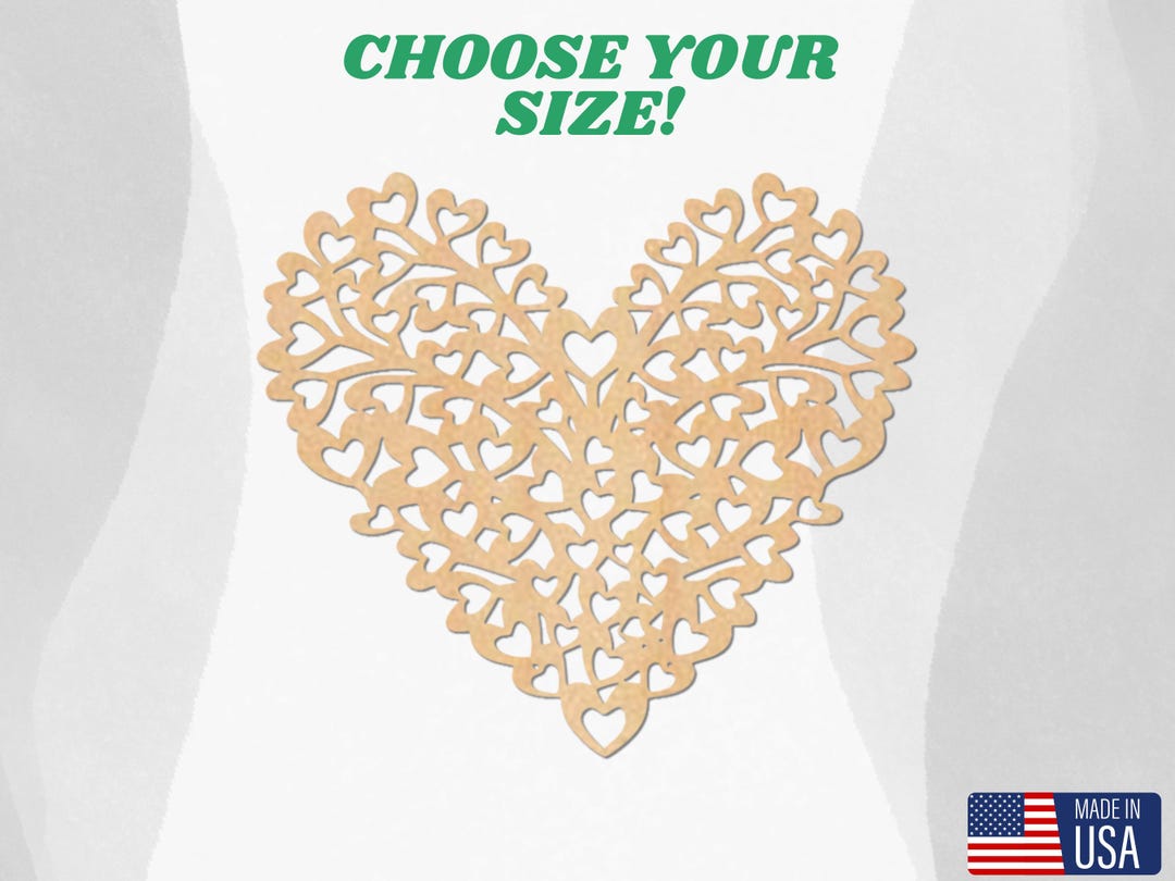 Unfinished Wooden Heart Shape | Hearts in a Heart | Heart Blank Cutout ...