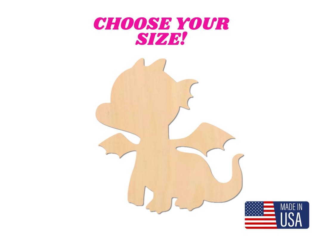 Unfinished Wooden Cute Dragon Shape 02 | Mythical Cutout | Dragon ...