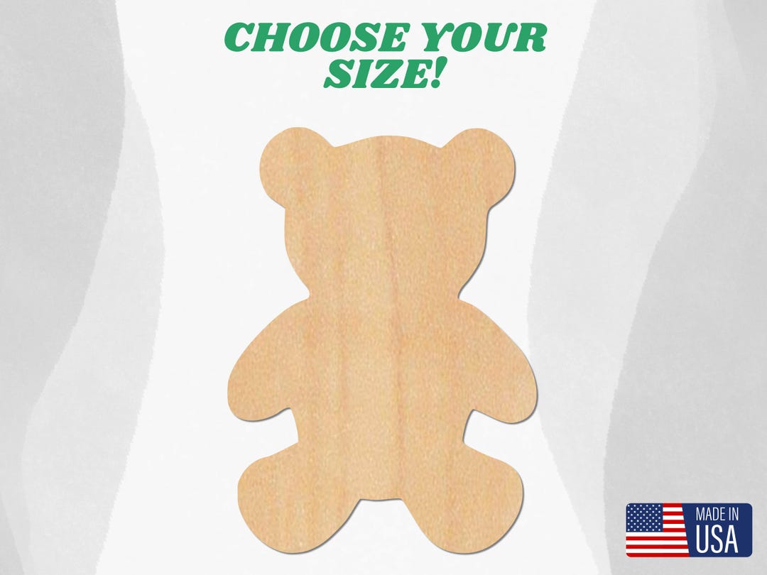 Unfinished Wooden Teddy Bear | Wooden Teddy Bear Craft Blank ...