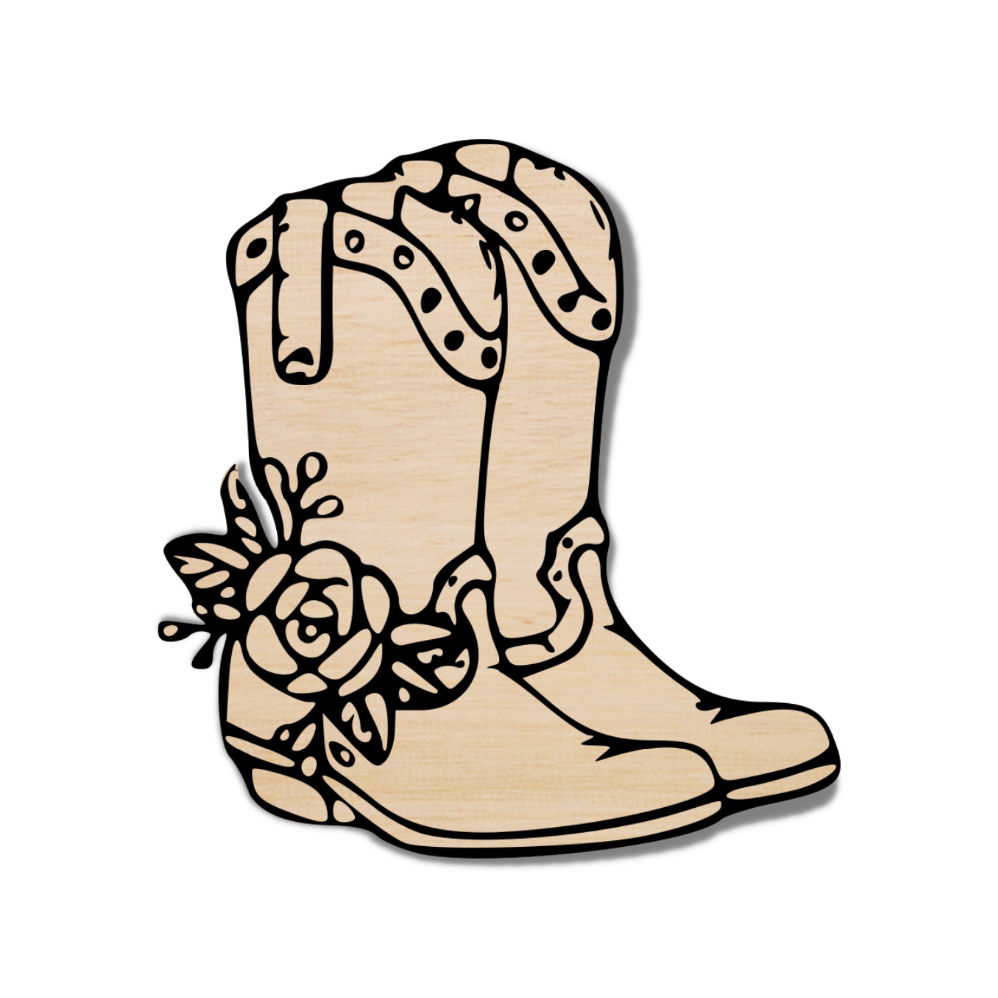 Unfinished Wooden Cowgirl Boot Wood Blank Cowgirl Boot Wood Cutout ...