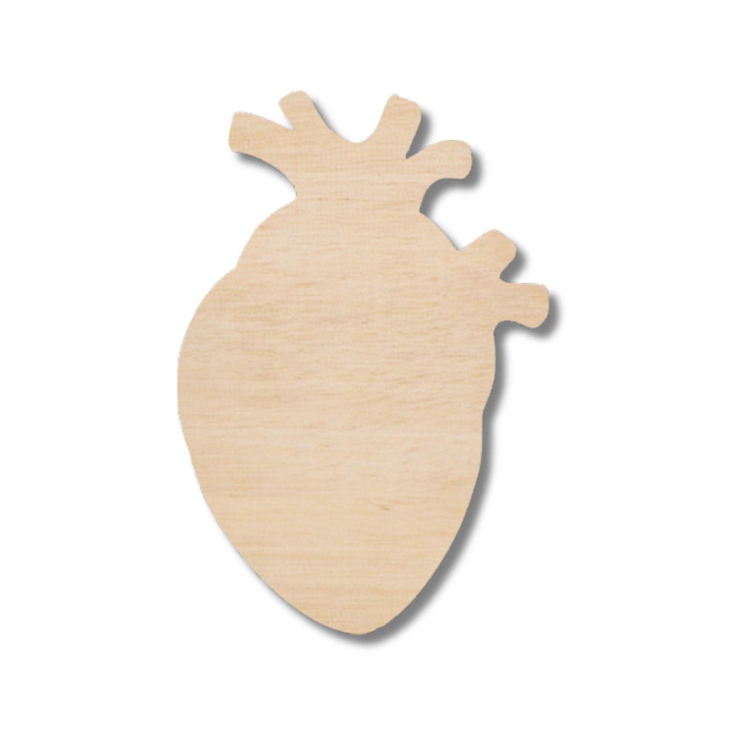 Unfinished Wooden Anatomical Heart Wood Blank | Anatomical Heart Wood ...