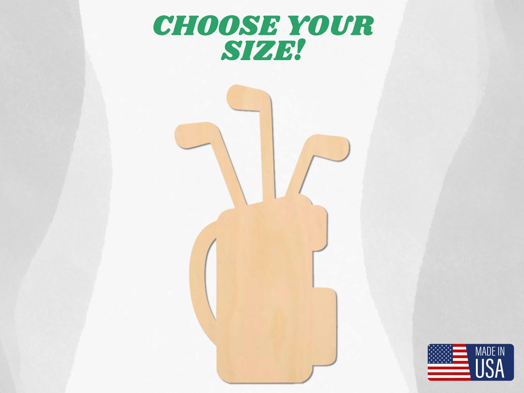 Unfinished Wooden Golf Bag Shape | Golf Bag Clubs Shape Blank Cutout ...