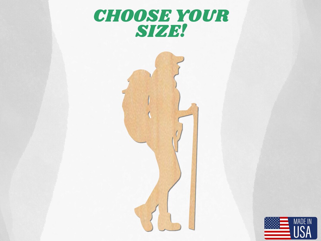 Unfinished Wooden Girl Hiking Cutout | Girl Hiking Shape| Craft Laser ...