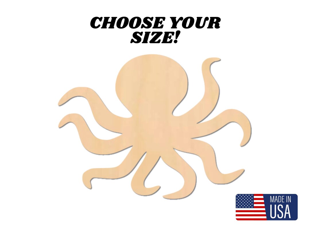 Unfinished Wooden Octopus Blank, Octopus Sea Craft Blank | Unfinished ...