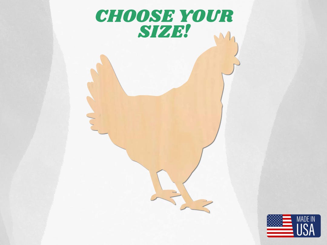 Unfinished Chicken Wood Blank | Chicken Wood Cutout Shape | Laser Cut ...