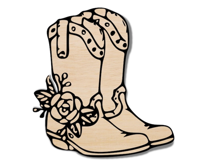 Cowboy Boot Laser Cut Out Unfinished Wood Shape Craft Supply CLT14 - Etsy