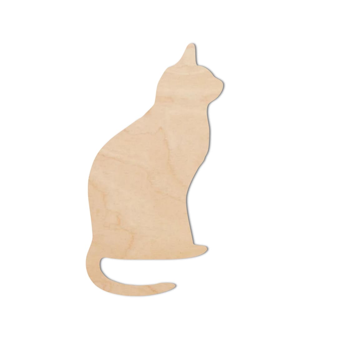 Unfinished Wooden Cat Wood Blank | Cat Wood Cutout Shape | Laser Cut ...