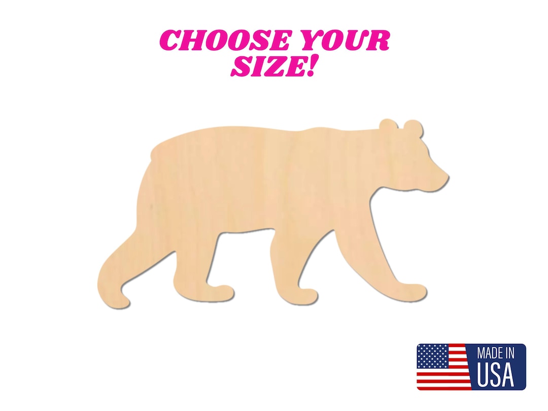 Unfinished Wooden Black Bear Shape | Bear Wooden Cutout Shape | Laser ...
