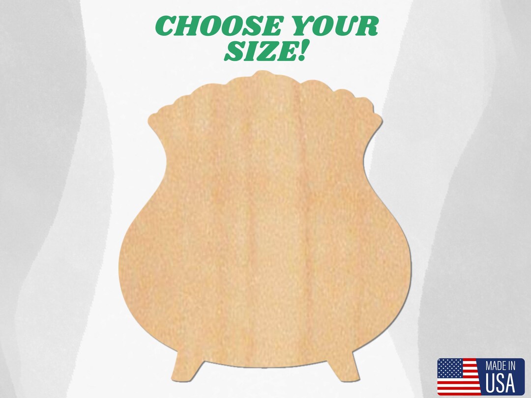 Unfinished Wooden Pot of Gold Wood Blank | Pot of Gold Wood Cutout ...