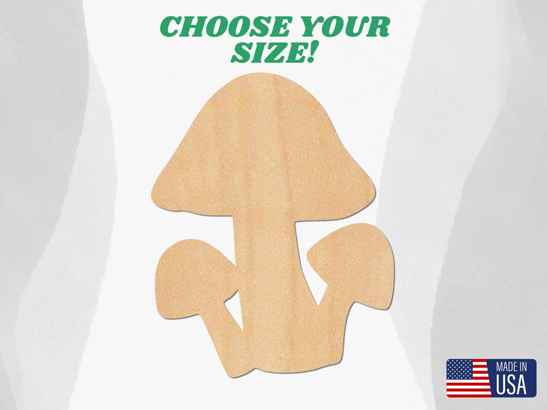 Unfinished Wooden Mushroom Wood Blank | Mushroom Wood Cutout Shape ...