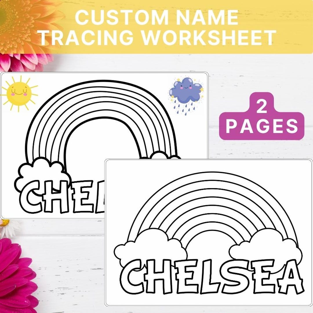Custom Rainbow Coloring Name Page, Digital Custom Rainbow Name Coloring ...