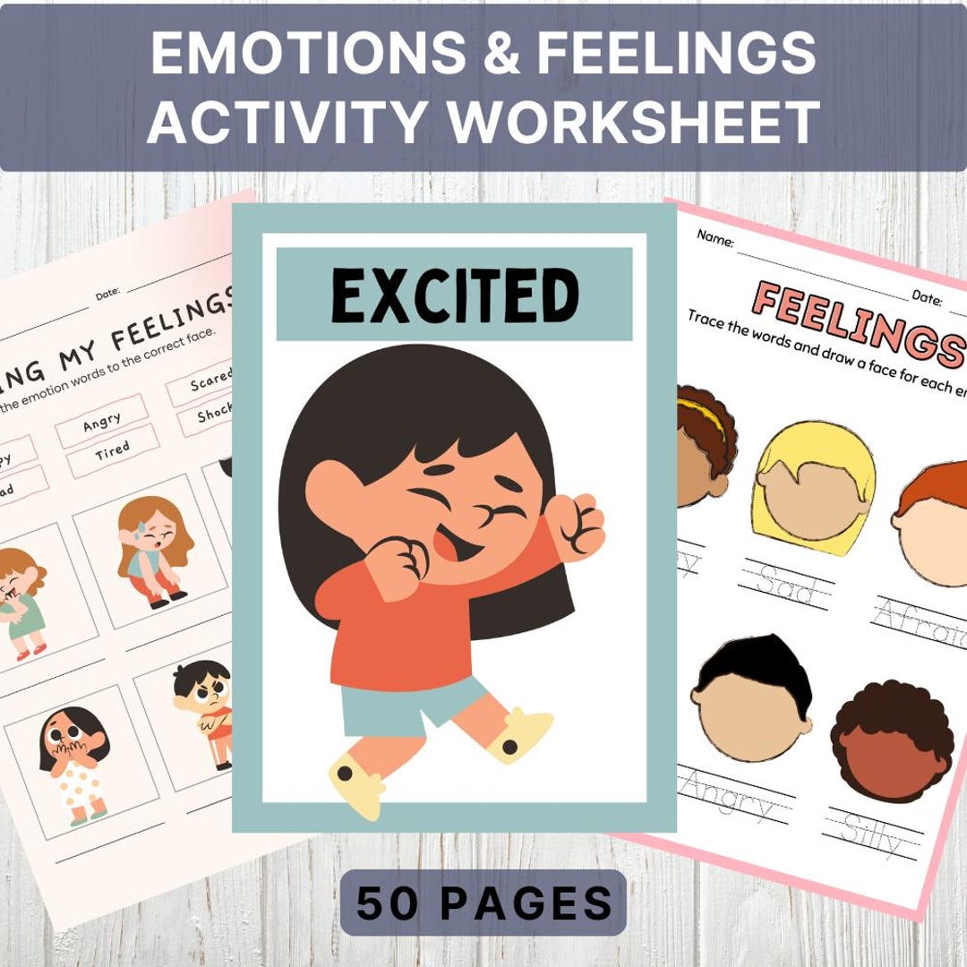50 Feelings Check-in Worksheet for Kids, Emotions Feelings Worksheets ...