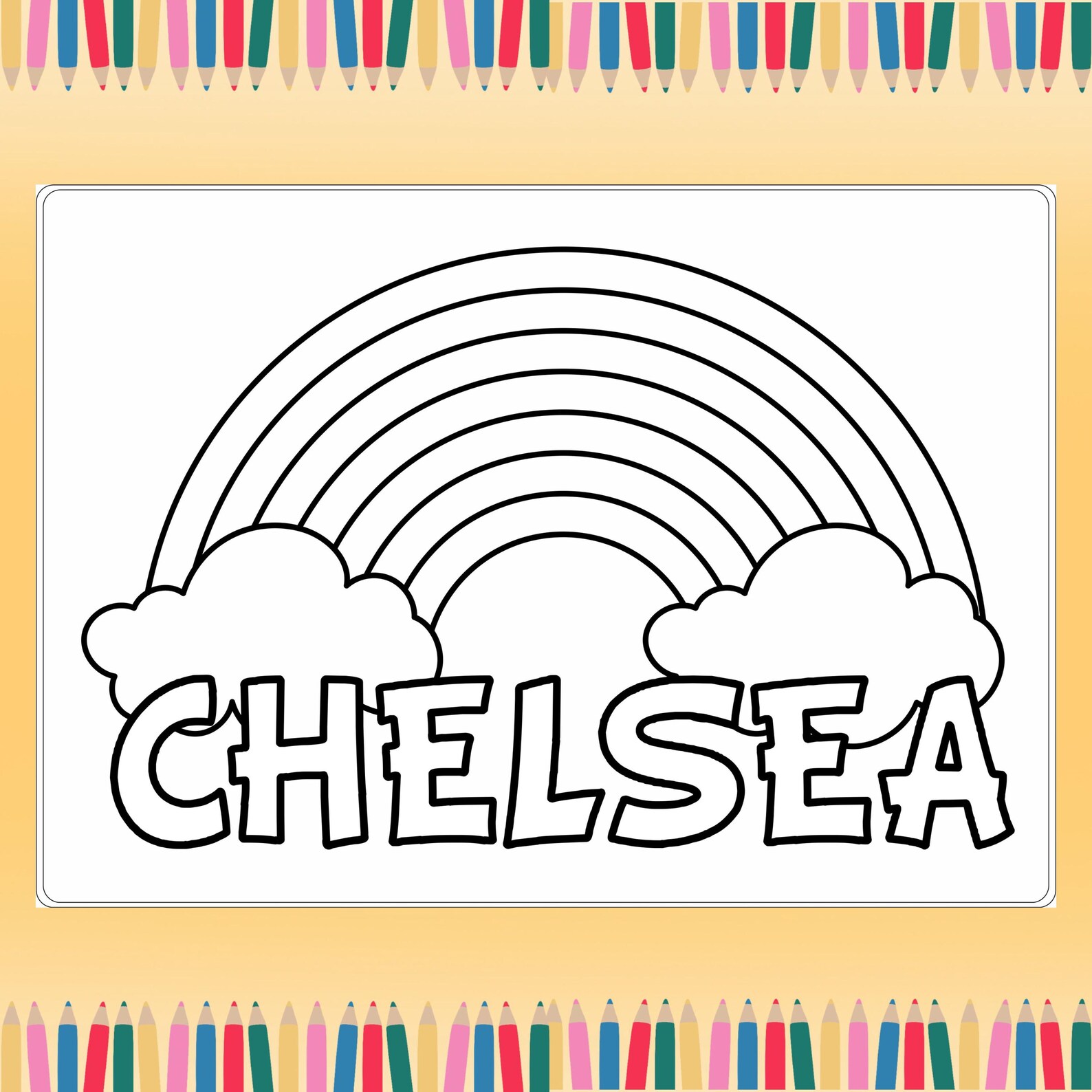 Custom Rainbow Coloring Name Page, Digital Custom Rainbow Name Coloring ...