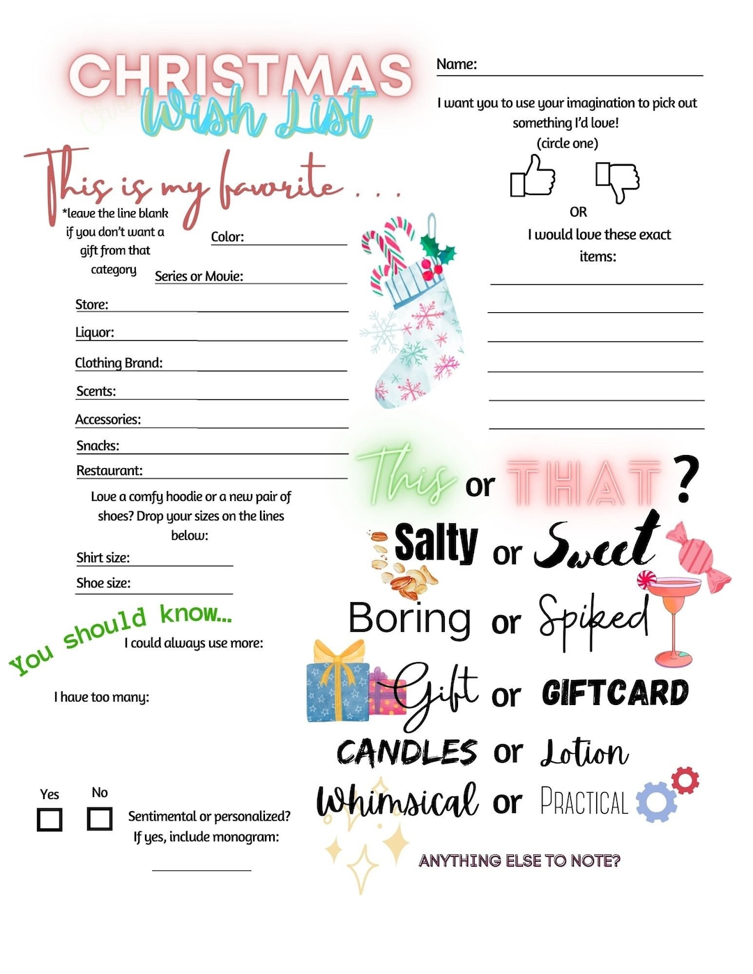 EDITABLE Christmas Questionnaire - Etsy