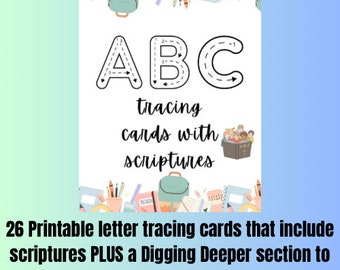 Alphabet/letter Printable Cards for Tracing With Bible Verses and a ...