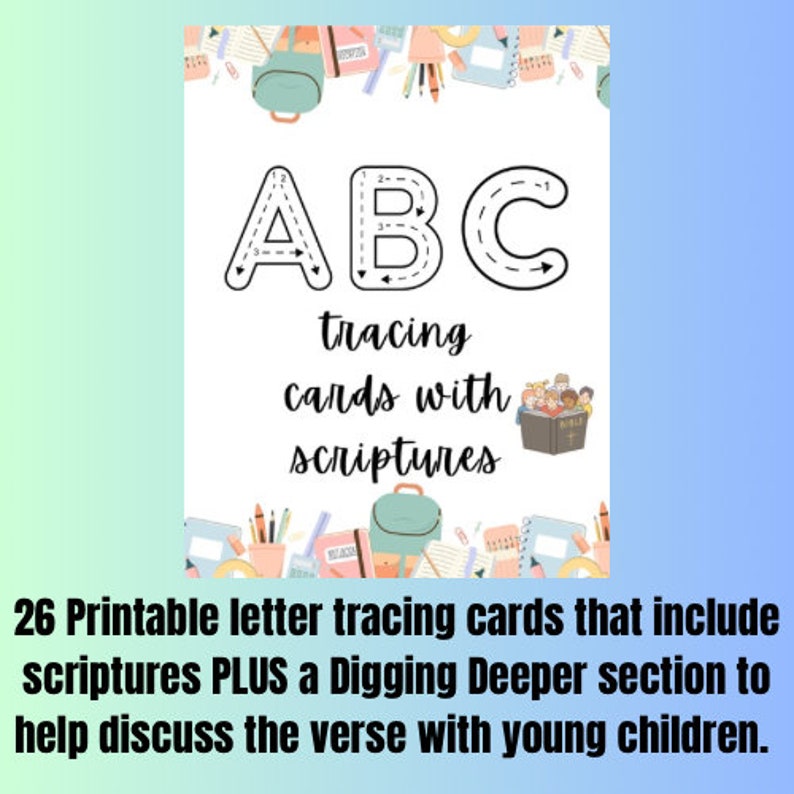 Alphabet/letter Printable Cards for Tracing With Bible Verses and a ...