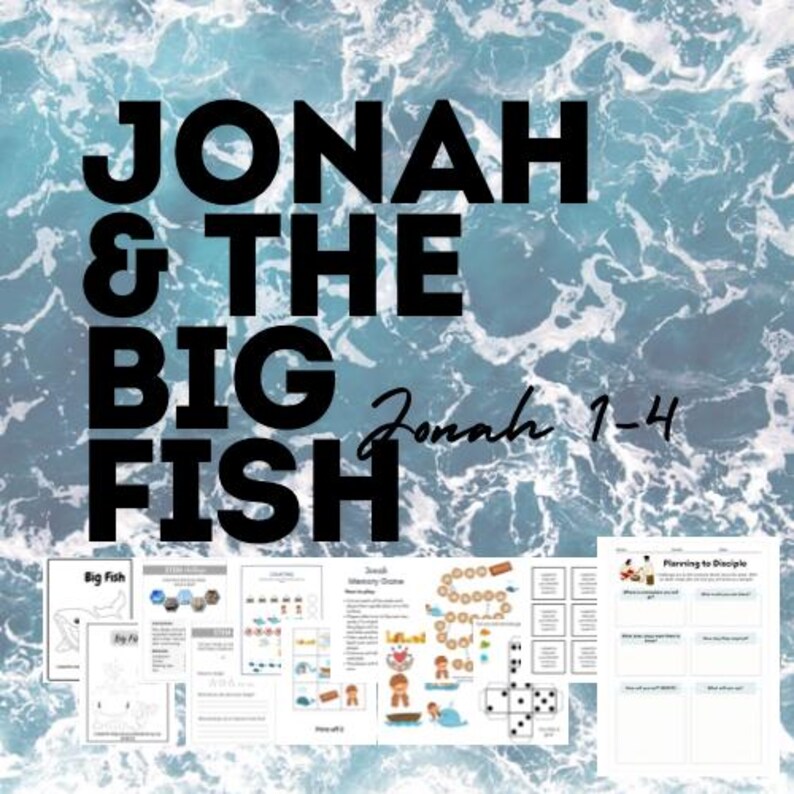 Jonah and the Whale Bible Lesson, Church & Homeschool (jonah 1-4) - Etsy