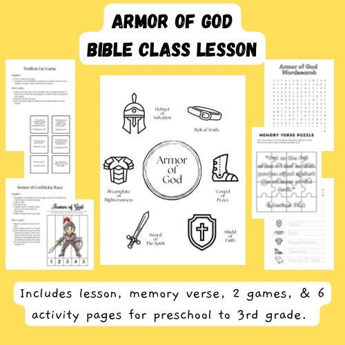 Armor of God Bible Lesson- Church or School Use (preschool to Third ...