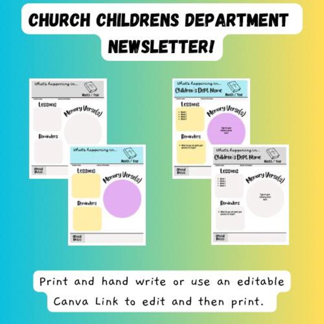 Newsletter (editable) for Church Children’s Ministry/ Sunday School ...