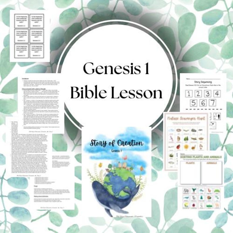 Story of Creation Bible Lesson, Genesis 1-2:3 (digital Files) - Etsy