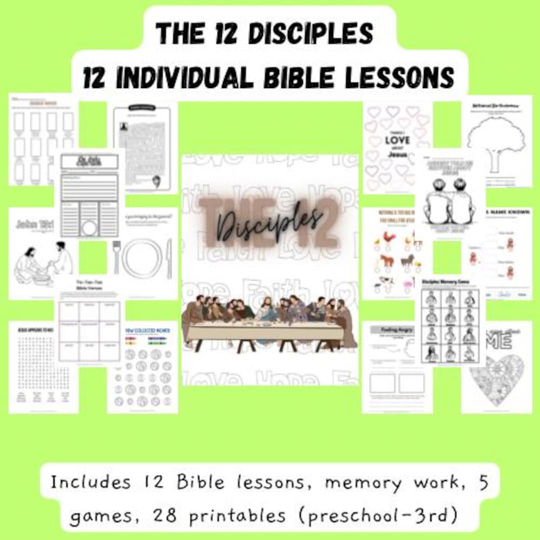 The 12 Disciples With 12 Individual Bible Lessons for Church or School ...