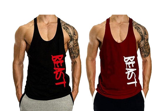 Graphic Sleeveless Cotton Printed Vest mens Wear designer Wear beach Wear gym Wear Pack of 2 Etsy Canada