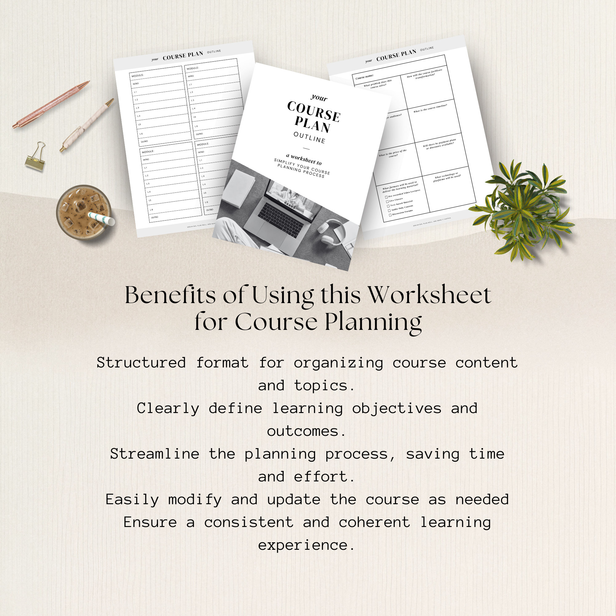 Online Course Worksheet Template Coaching Tool Canva Creator Workbook ...