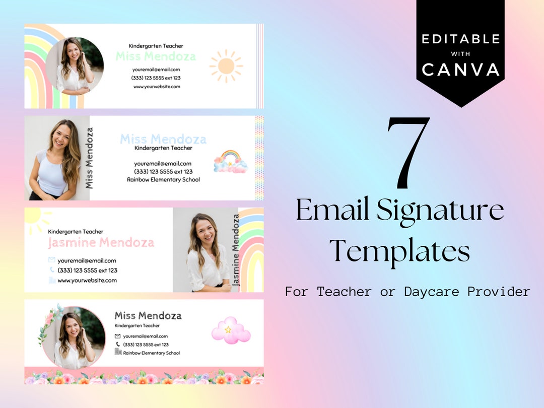Email Signature Template Bundle of 7 Gmail Outlook Clickable Teacher ...
