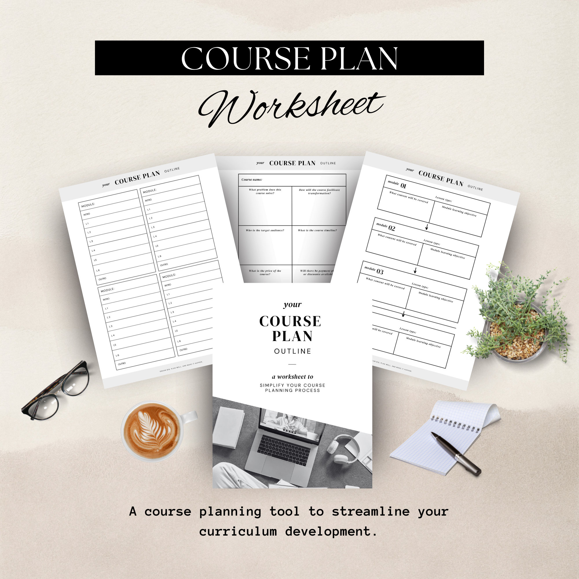 Online Course Worksheet Template Coaching Tool Canva Creator Workbook ...
