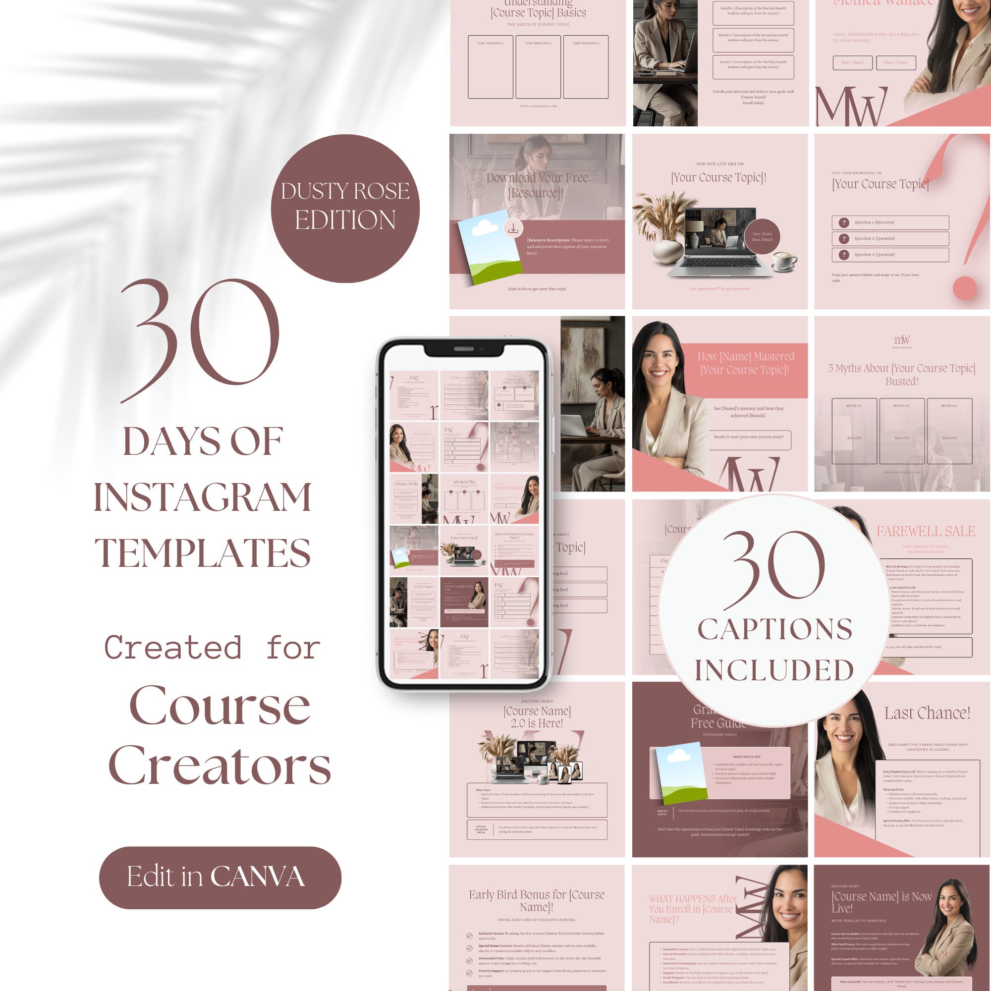 Instagram Template for Course Creators Editable in Canva, Online ...
