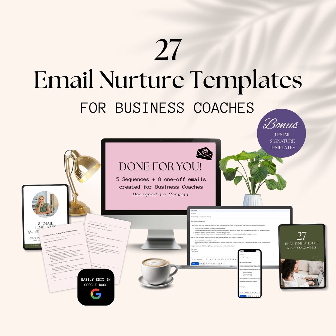 Email Template Bundle Business Coach Series Sequence Coaching Welcome ...