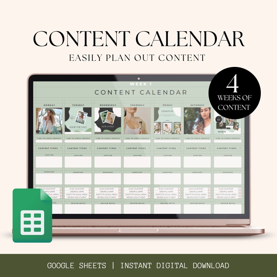 Content Calendar Social Media Planner Google Sheets Template Batch ...