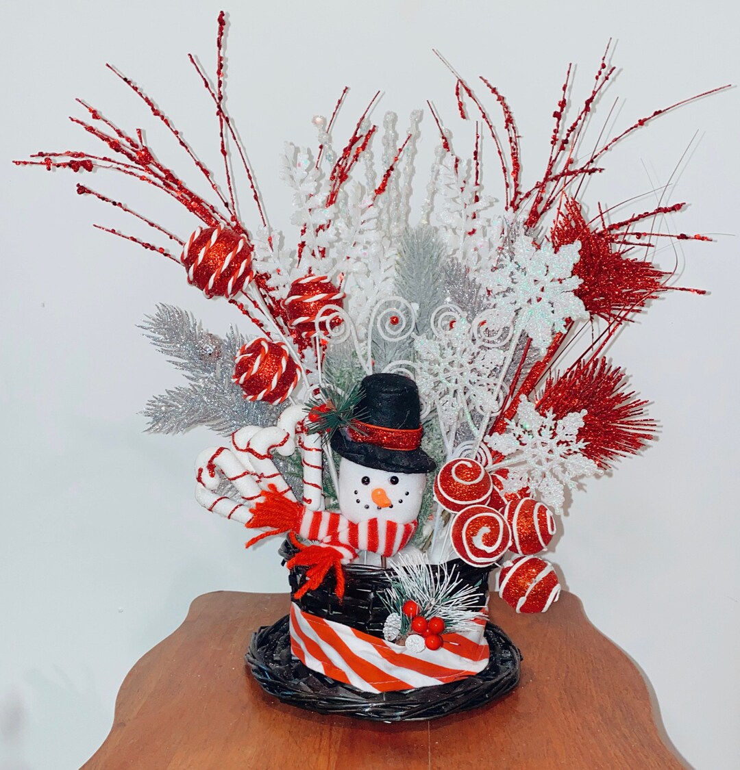 Snowman Centerpiece Planter Pot Winter Centerpiece - Etsy