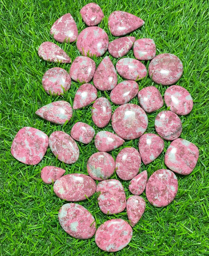 AAA Thulite Cabochon Lot: Natural Polished Gemstones for Jewelry Making ...