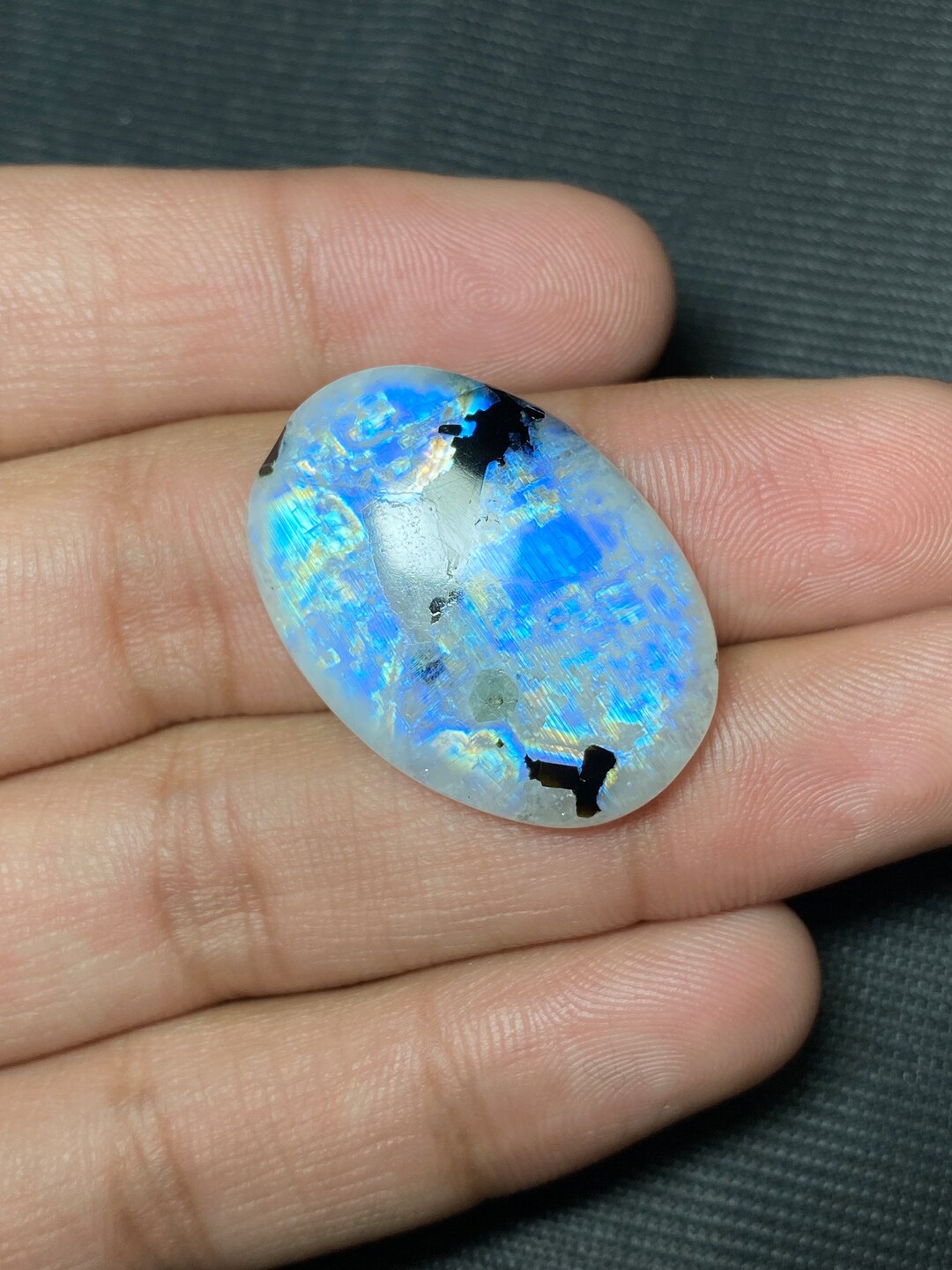 Mind Blowing Multi Blue Fire White Rainbow Moonstone Cabochon Oval ...