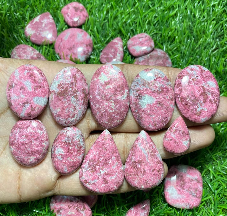 AAA Thulite Cabochon Lot: Natural Polished Gemstones for Jewelry Making ...