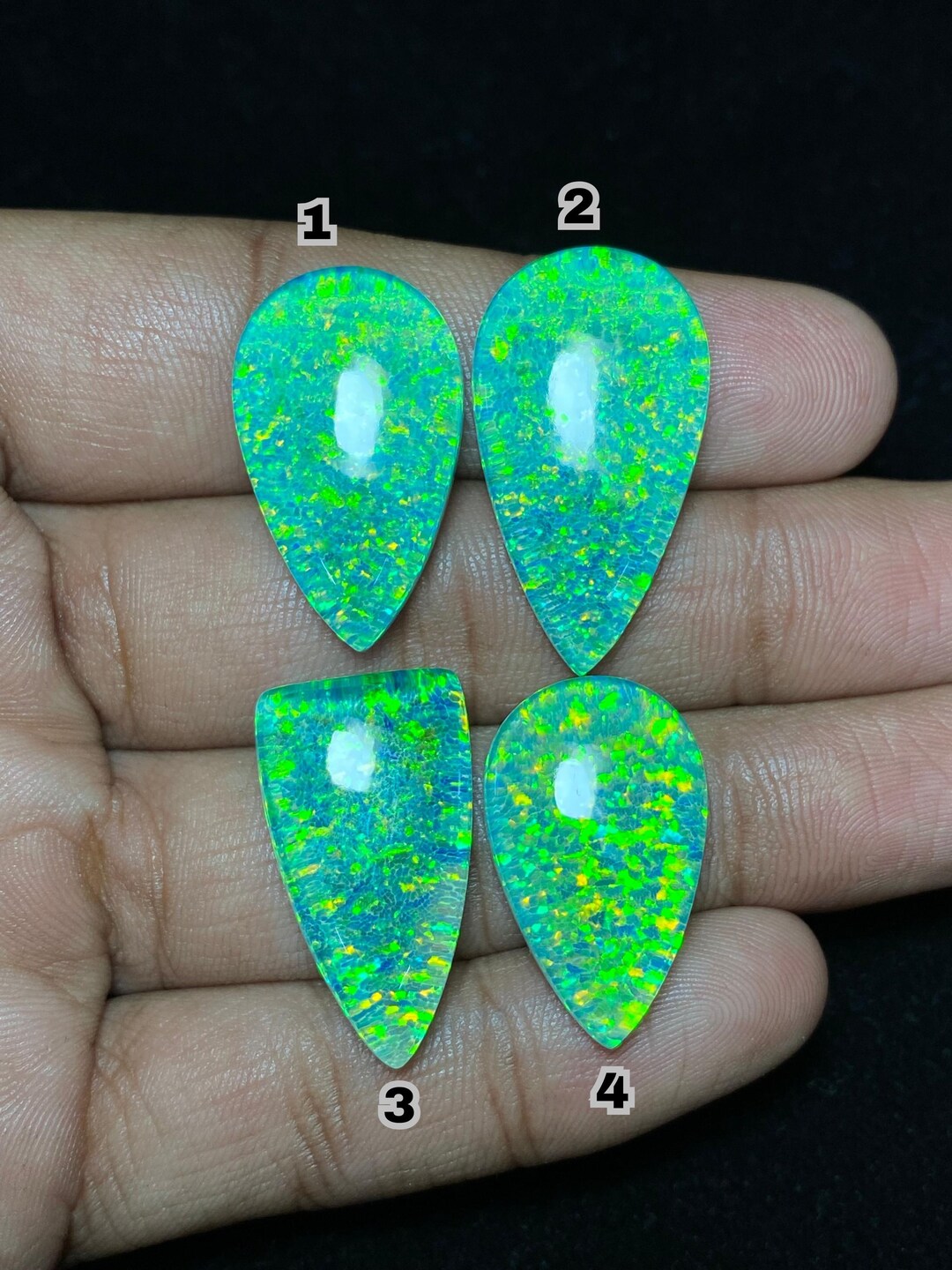Lab Created Gilson Opal Cabochon – Crystal Doublet Flat Back Gemstone ...