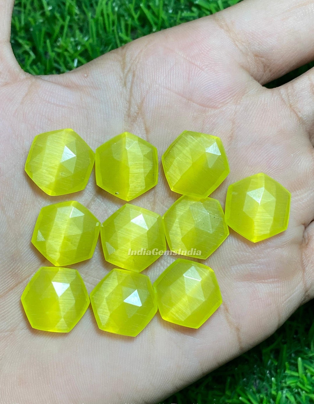 Amazing Lemon Color Monalisa Both Side Rose Cut Stone Size - 6 to 30 MM ...