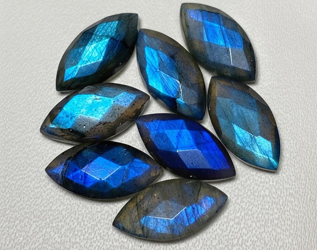 Blue Fire Labradorite Marquise Briolettes, Double Faceted Checker Cut ...